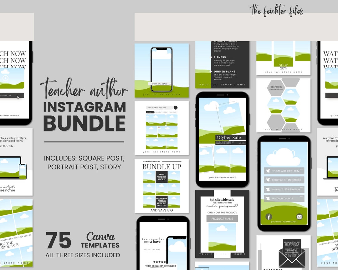 Instagram Bundle Canva Template TPT Teacher Author Teacher Seller ...