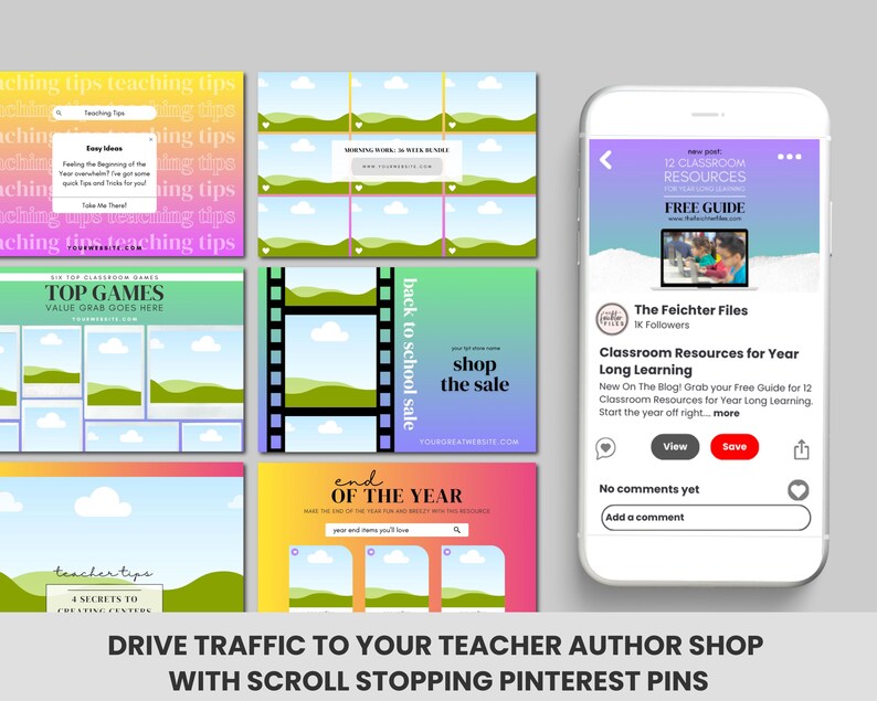 Pinterest Pin Canva Template TPT | Teacher Author | Teacher Seller ...
