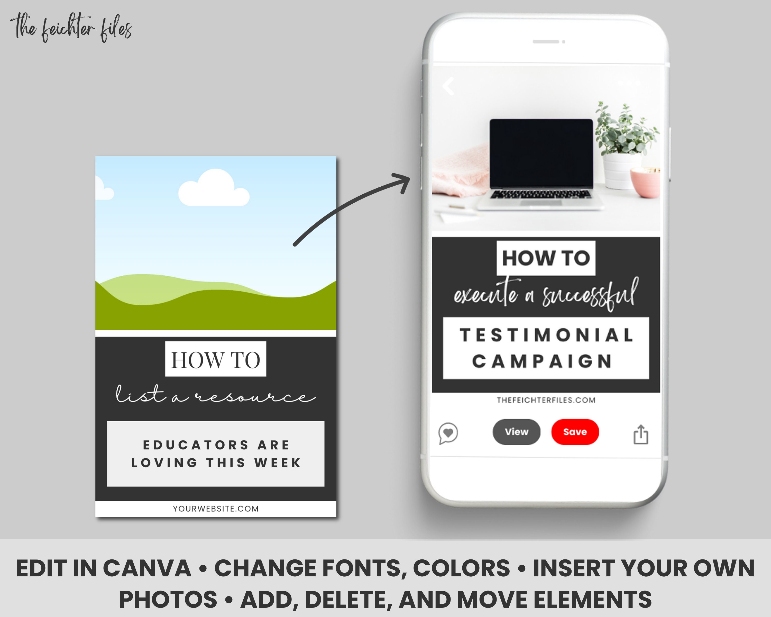 Pinterest Pin Canva Template TPT Teacher Author Teacher Seller Social ...