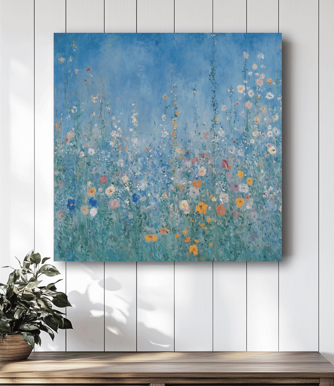 Colorful Spring Wildflower Art | Blue Abstract Floral High Quality ...