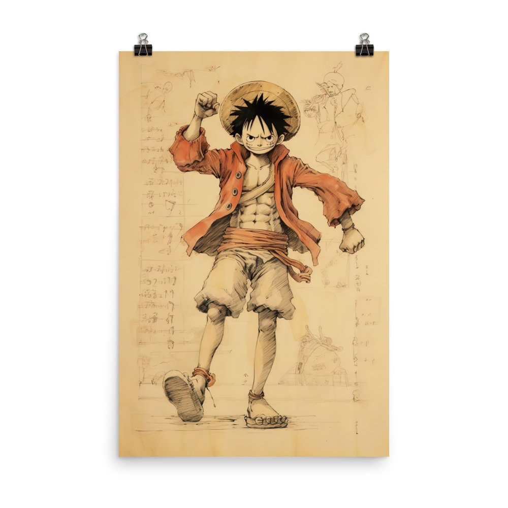 Monkey D. Luffy Schematics Anime Wall Art - Matte Poster No Frame sold ...