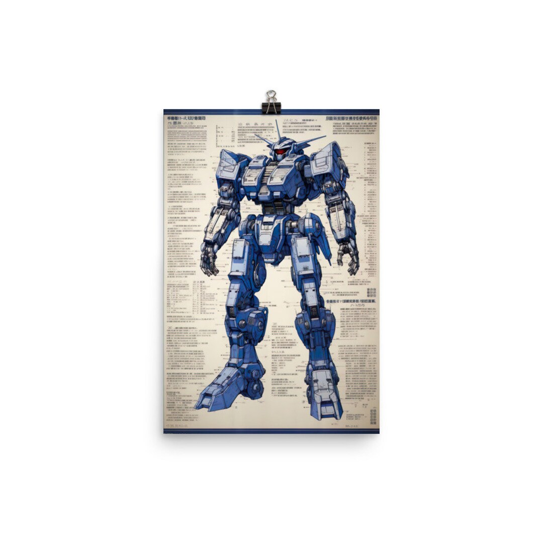 Gundam Mech Schematics Anime Wall Art Matte Poster Print - Etsy