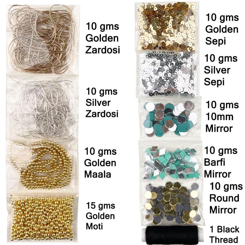 Aari Work Materials Kit Combo Pack Set of Gold Frame Color Beads, Sepia ...