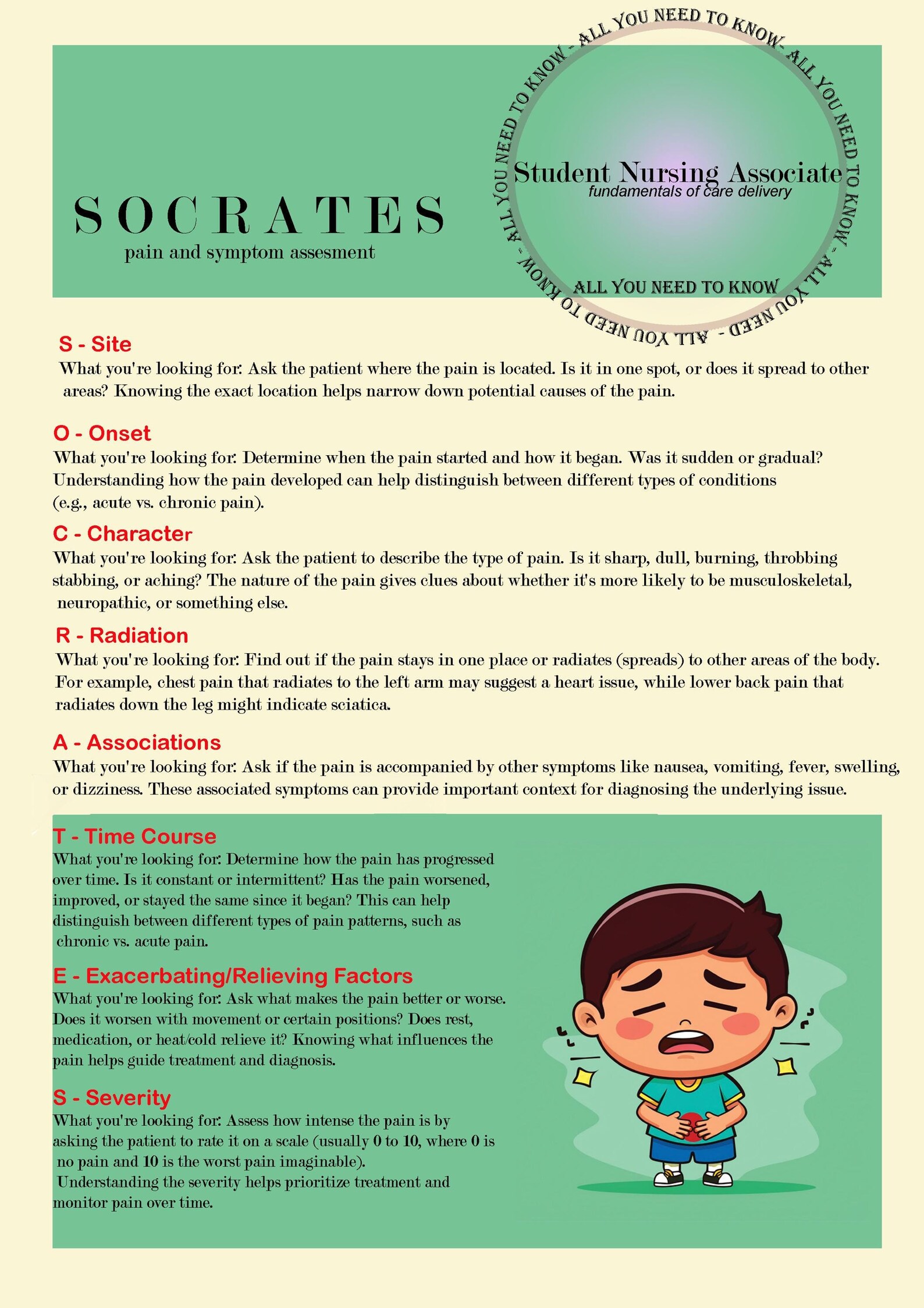 SOCRETES Pain Assessment Tool Poster | A4 Digital Download | Nursing ...