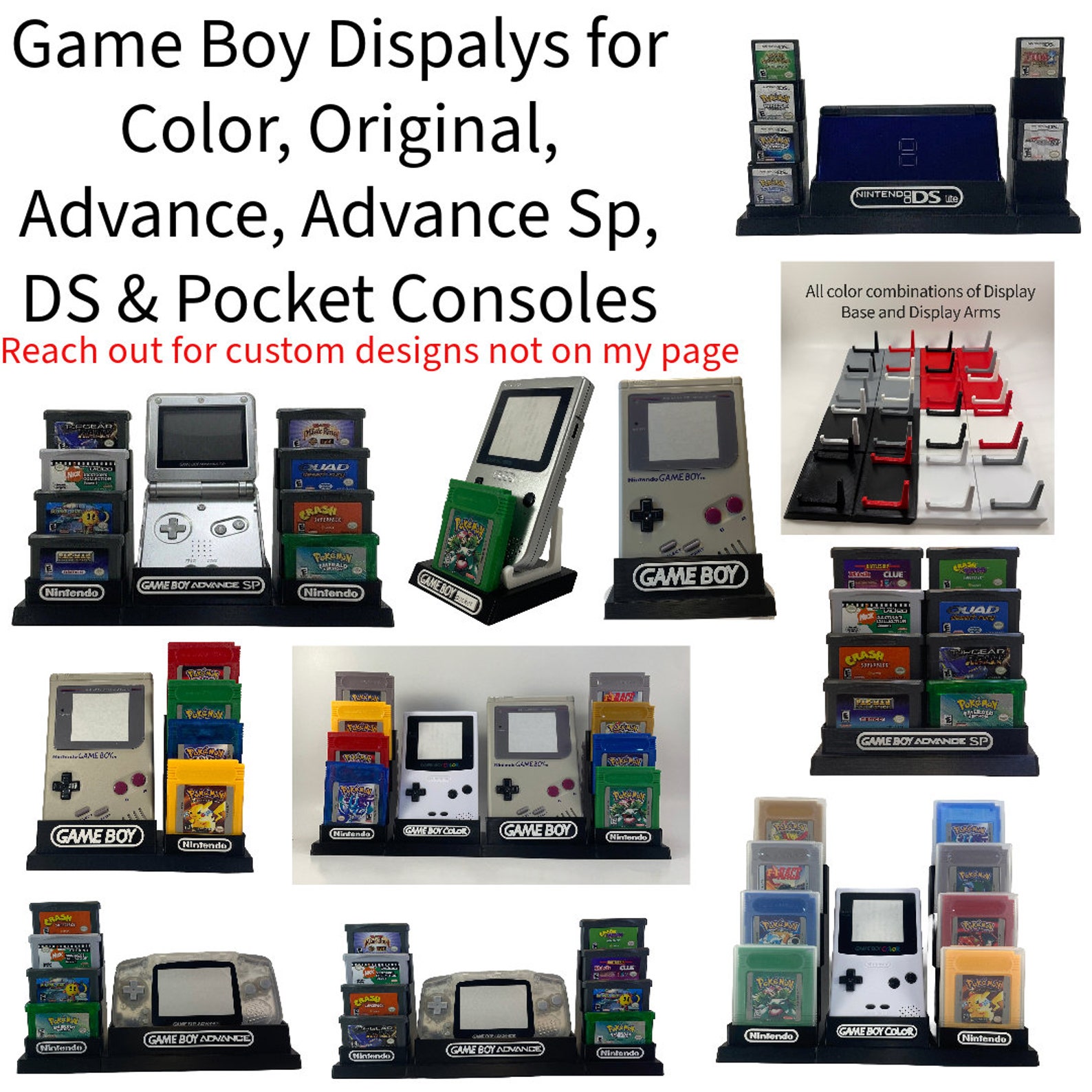 Game Boy Advance SP Console Display / Stand (customize Colors) - Etsy