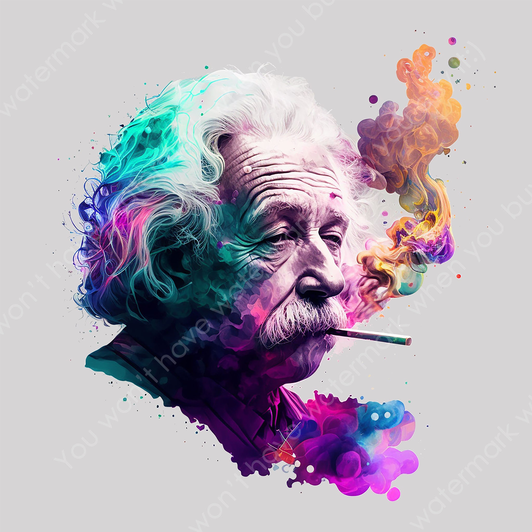 Albert Einstein Smoking Pipe Colorful Smoke