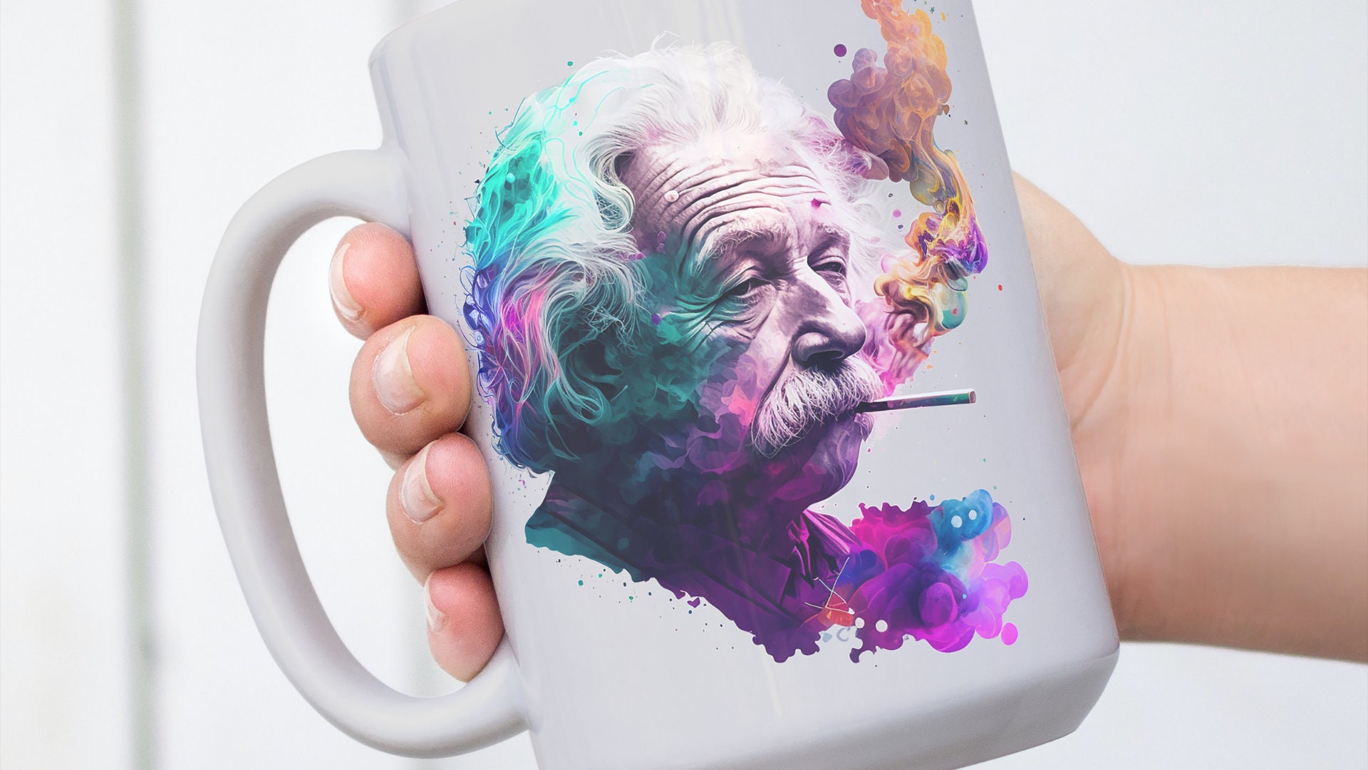 Albert Einstein Smoking Colors Poster