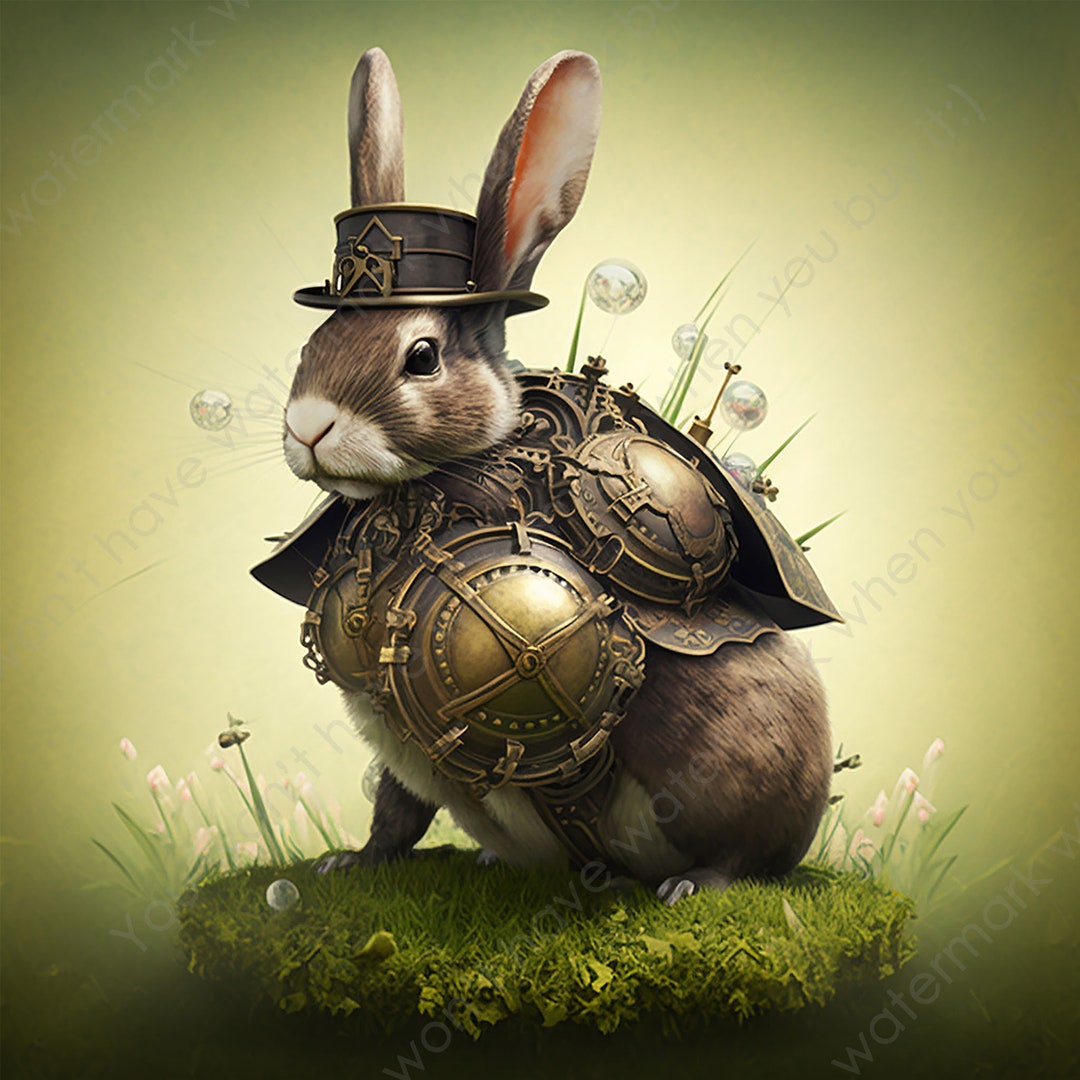 Easter Bunny in a Surreal Steampunk Style 6 Digital Art for - Etsy