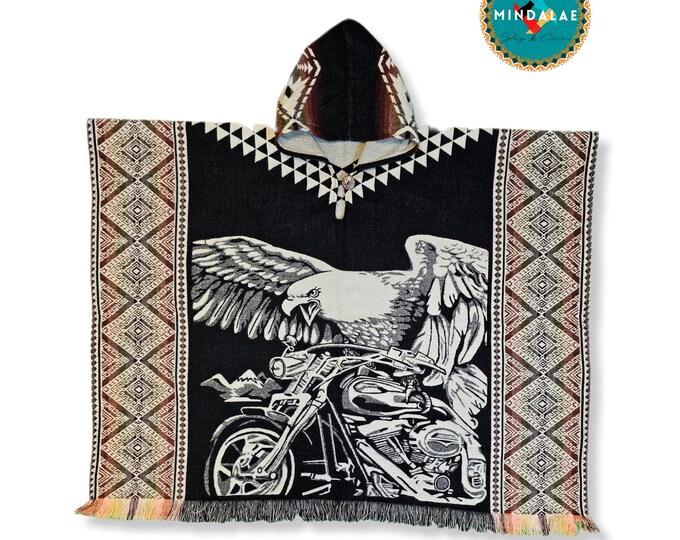 Eagle Native American Indian Biker Alpaca Poncho Handcrafted by ...