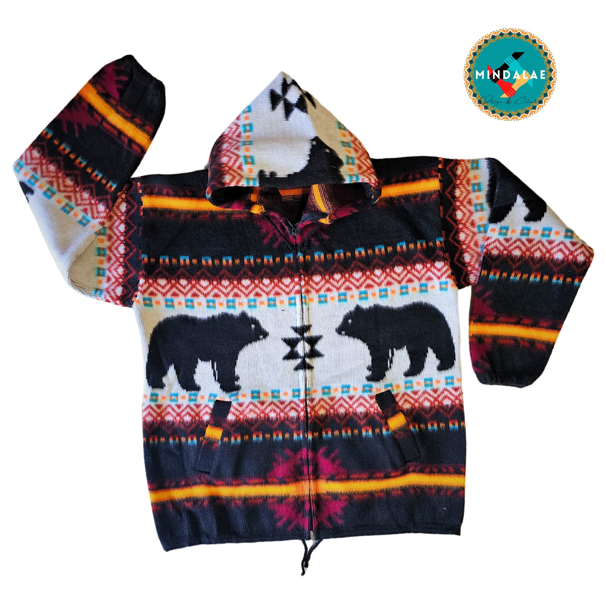 Alpaca Jacket Native Southwestern (bear) Zip up Hoodie,unisex Use ...