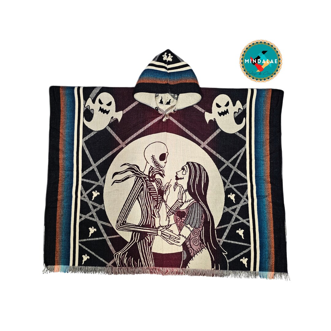 The Nightmare Before Christmas Alpaca Poncho Jack and Sally. Unisex Use ...