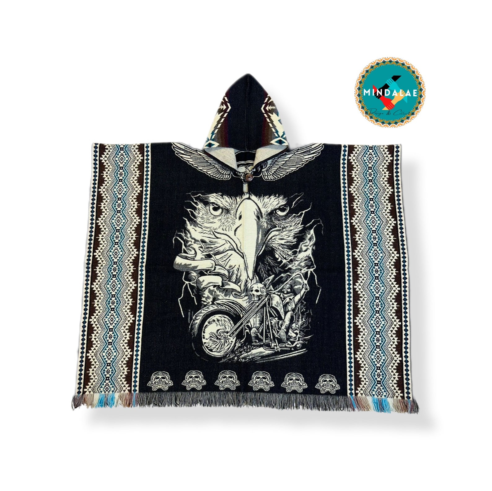 Alpaca Poncho Eagle Native American Indian Biker Handcrafted by ...