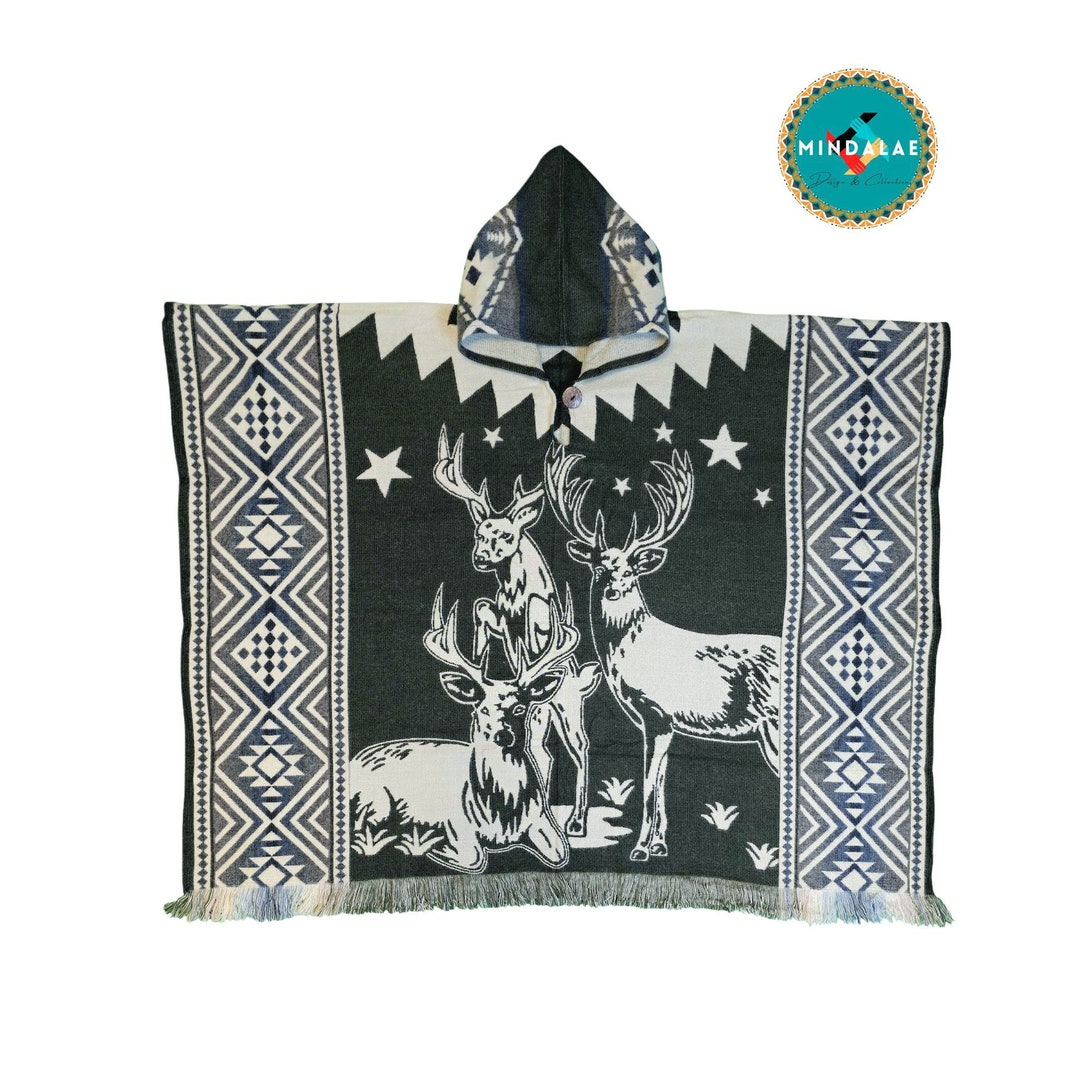 Deer Huntingthemed Alpaca Poncho Handcrafted by Indigenous Hands. Soft ...