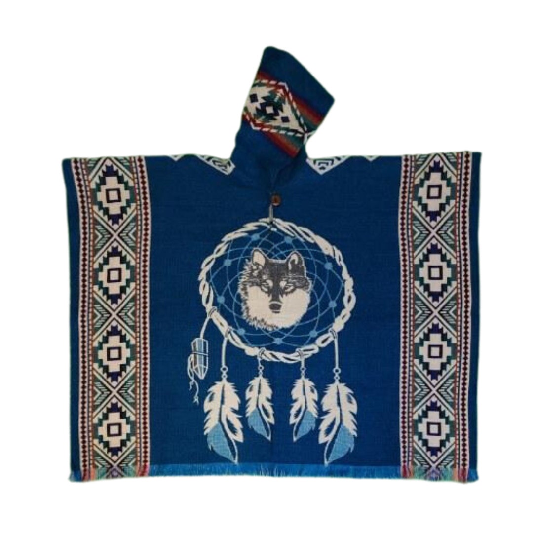 Alpaca Poncho Blue Eagle Handcrafted by Indigenous Hands. Soft and Warm ...