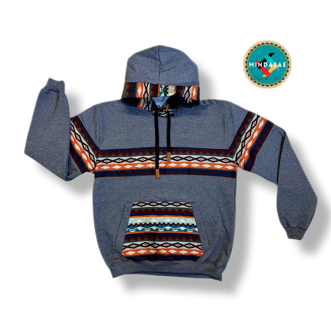Native Southwestern Earth Tone Grey Hoodie Handcrafted by Indigenous ...