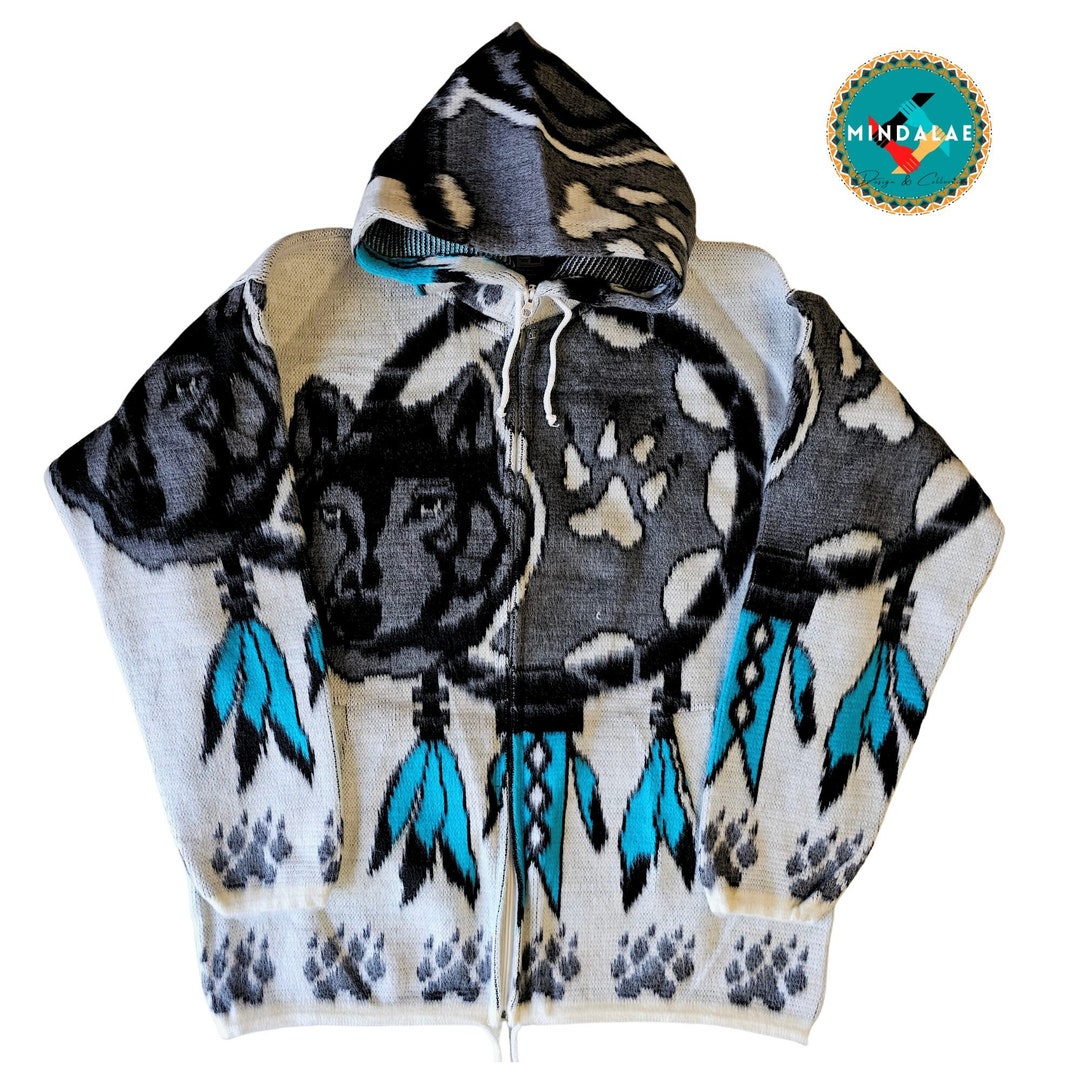 Alpaca Jacket Native Dream Catcher With Wolf Zip up Hoodie,unisex Use ...