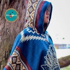 Native American Skull Alpaca Poncho ,(turquoise)handcrafted by ...