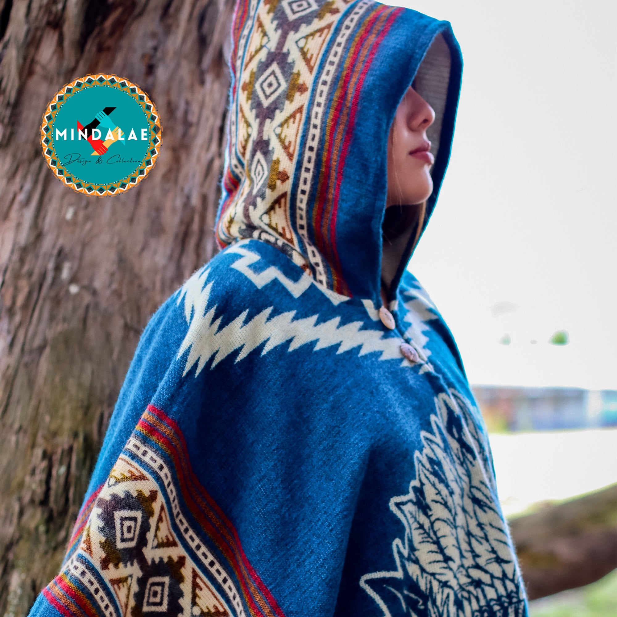 Native American Skull Alpaca Poncho ,(turquoise)handcrafted by ...