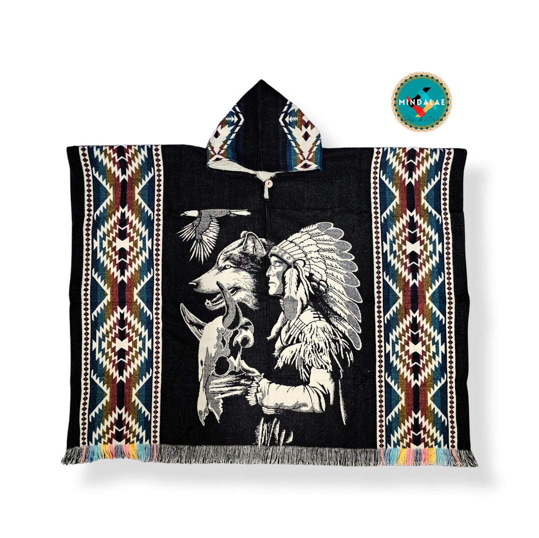 Alpaca Poncho Native American Warrior, Handcrafted by Indigenous Hands ...