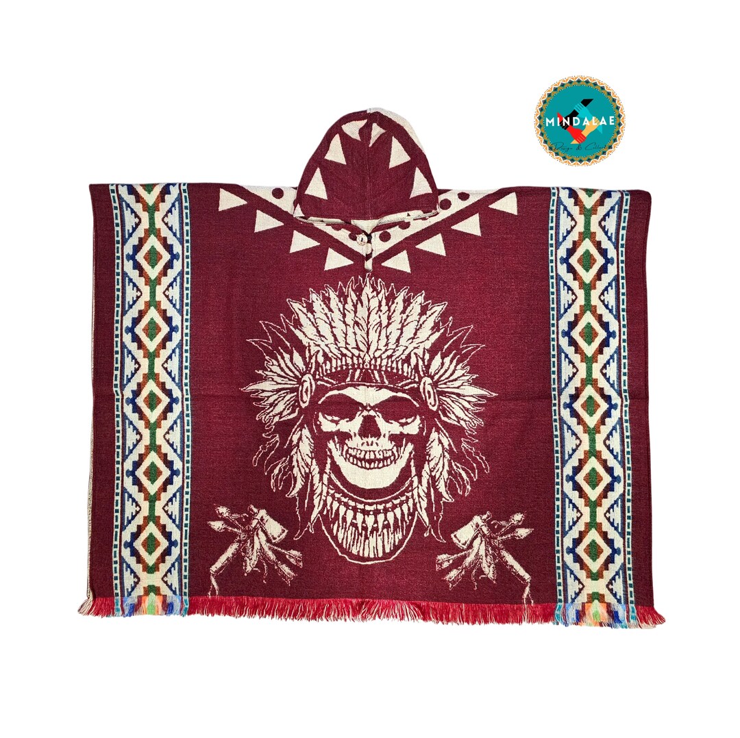 Alpaca Poncho Native American Indian Chief Skull, Handcrafted by ...