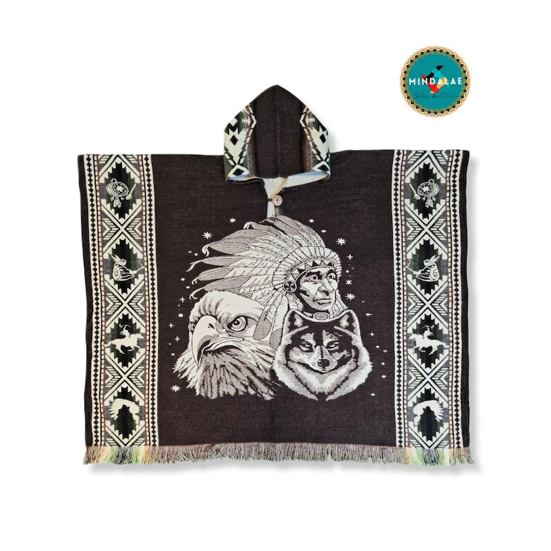Alpaca Brown Poncho, Native American Apache Handcrafted by Indigenous ...