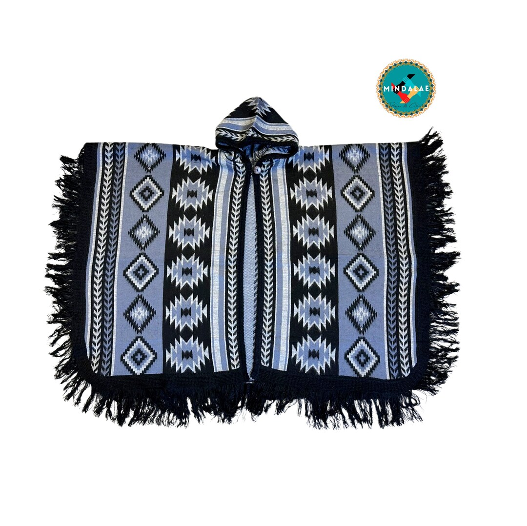 Alpaca Native Geometric Cape Beautiful Black and Grey ,handcrafted by ...