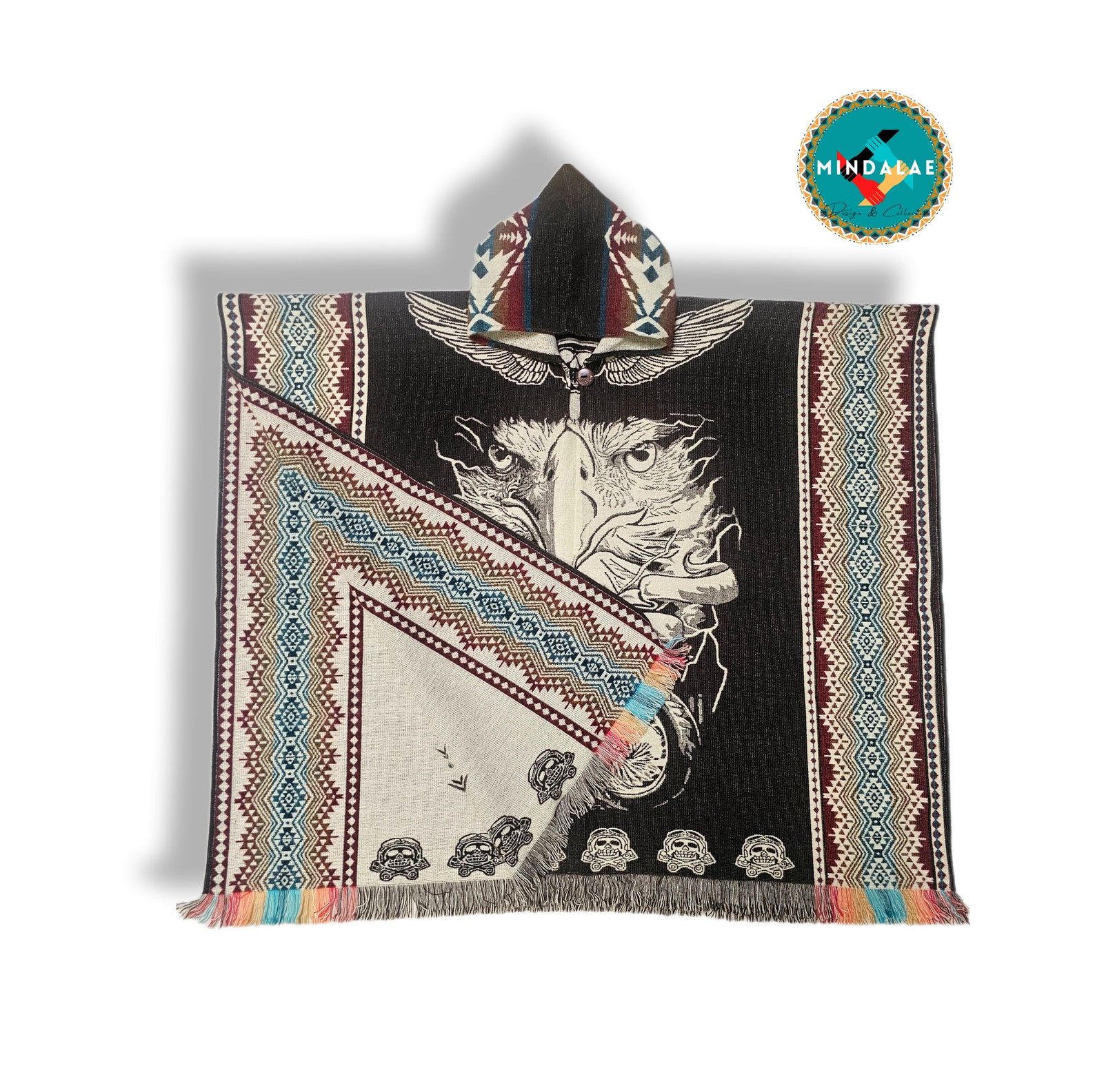 Alpaca Poncho Eagle Native American Indian Biker Handcrafted by ...
