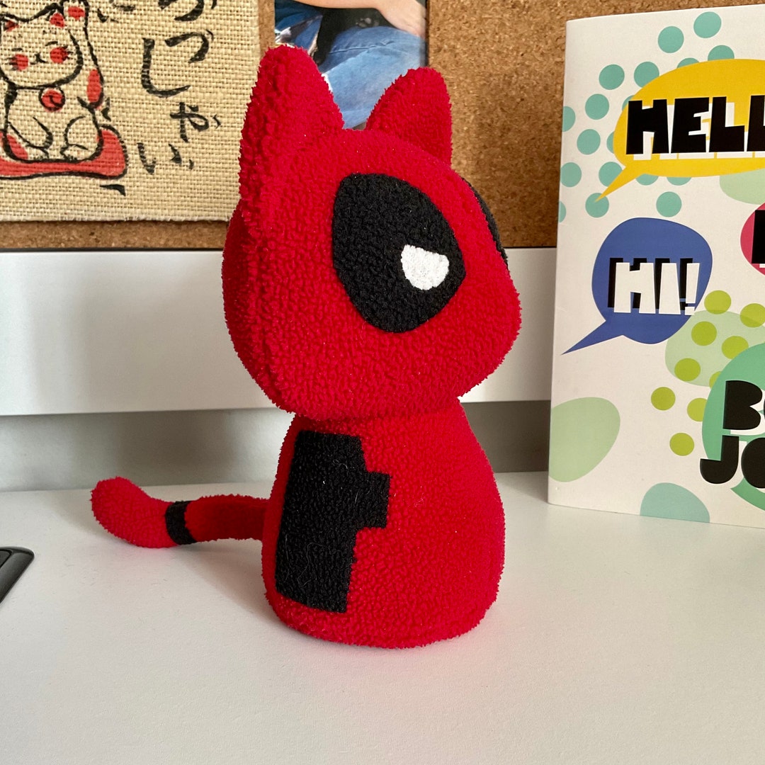 Catpool Plush, Inspired by Deadpool Corps, Upcycled Soft Toy, Desk ...