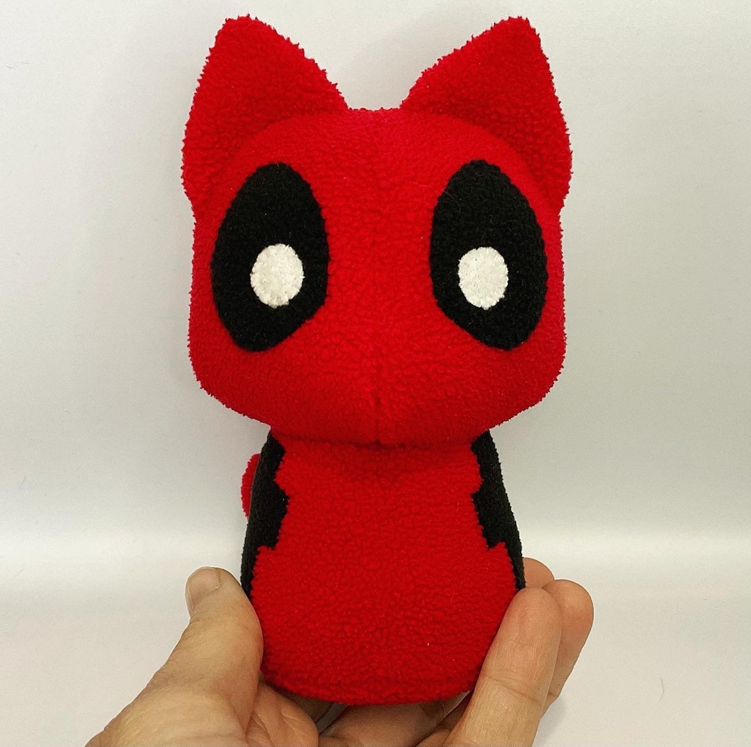 Catpool Plush, Inspired by Deadpool Corps, Upcycled Soft Toy, Desk ...