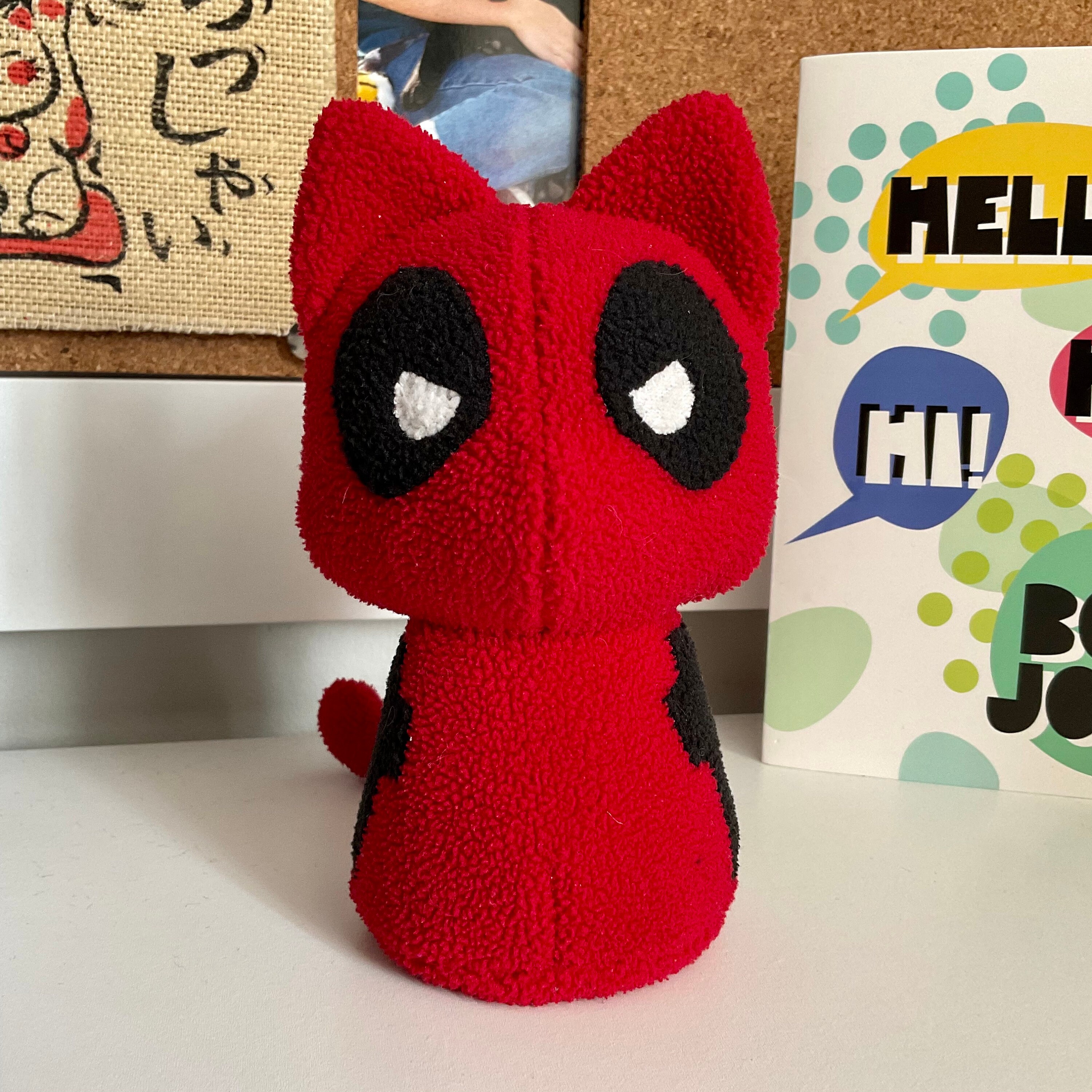 Catpool Plush, Inspired by Deadpool Corps, Upcycled Soft Toy, Desk ...