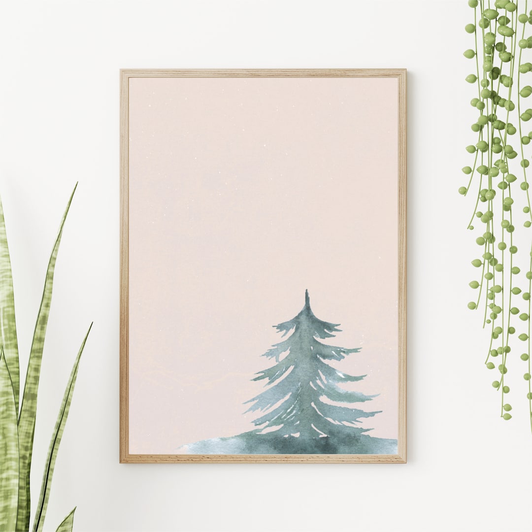 Watercolor Forest Wall Art, Woodland Tree Decor, Pale Neutral Matte ...