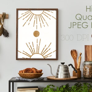 Minimalist Wall Art, Boho Earth Tone Sun Digital Download - Etsy