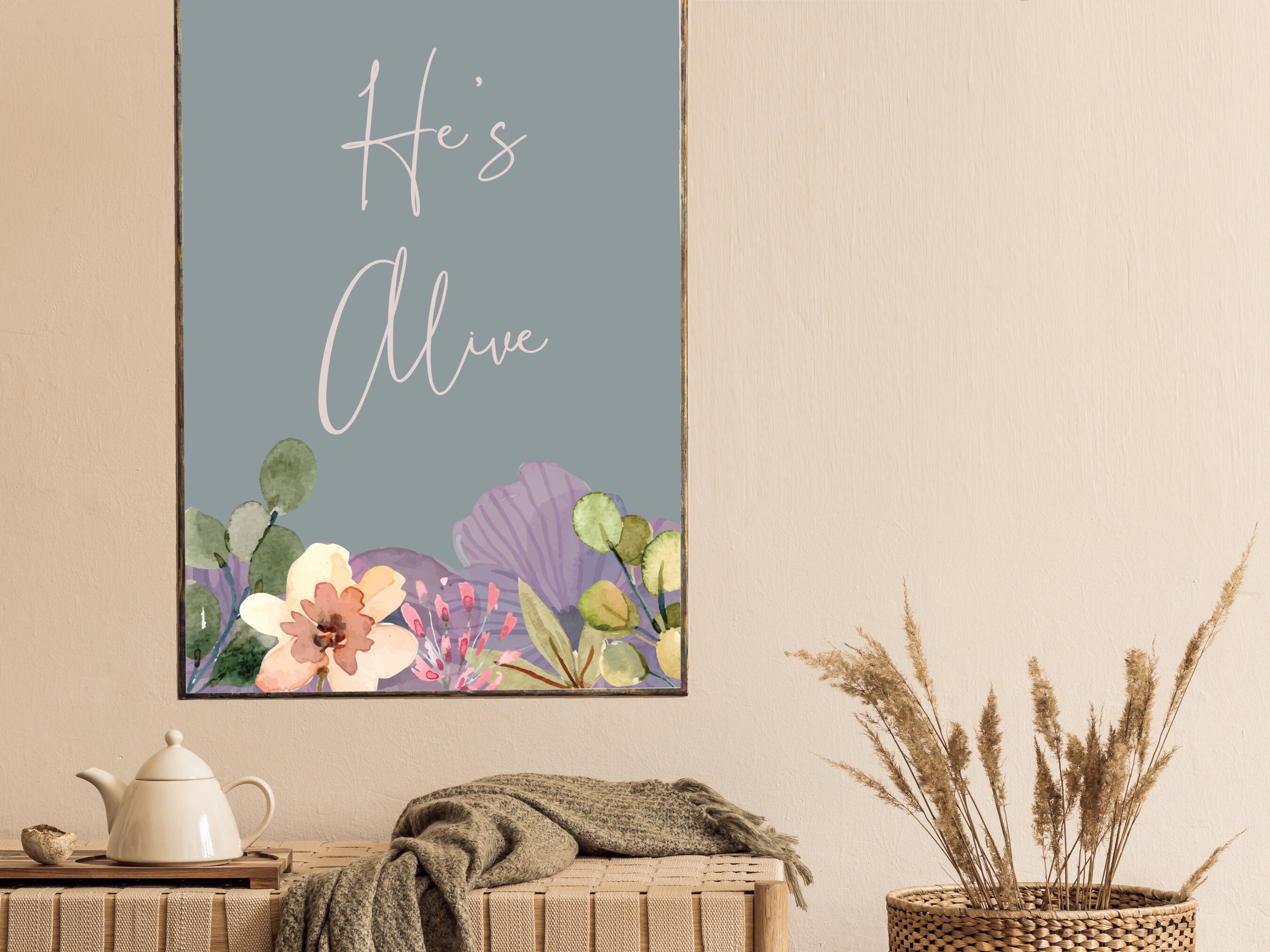 Easter Wall Hanging, Spring Decoration Print Quote Art - Christ is ...