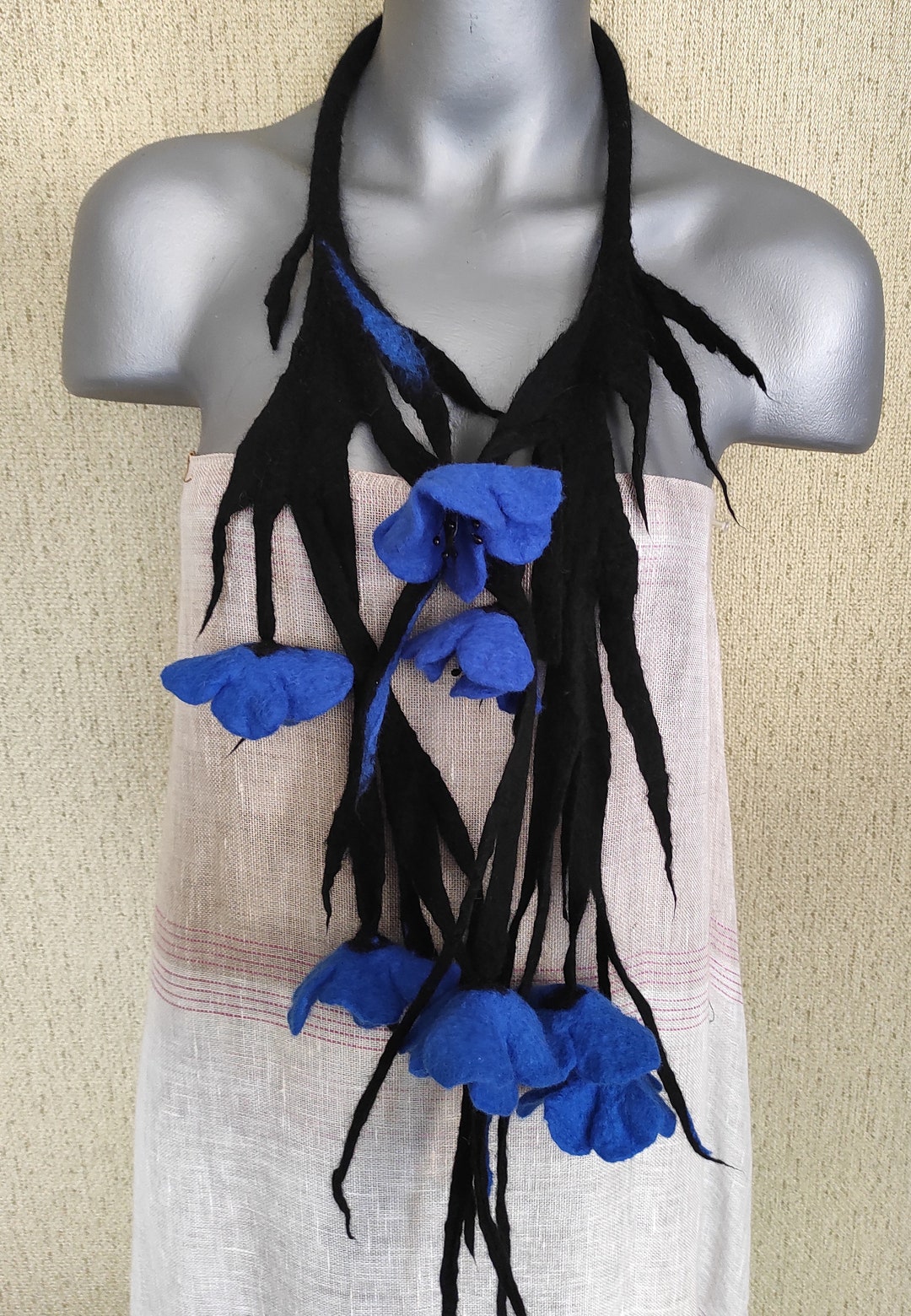 Felt Flower Necklace, Felt Accessories, Hand Felted Flower, Felt Neck ...