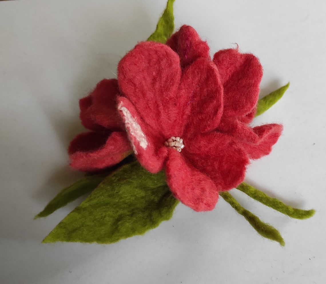 Coral Flower Brooch, Felted Brooch,flower for Hand,gift for Mother From ...