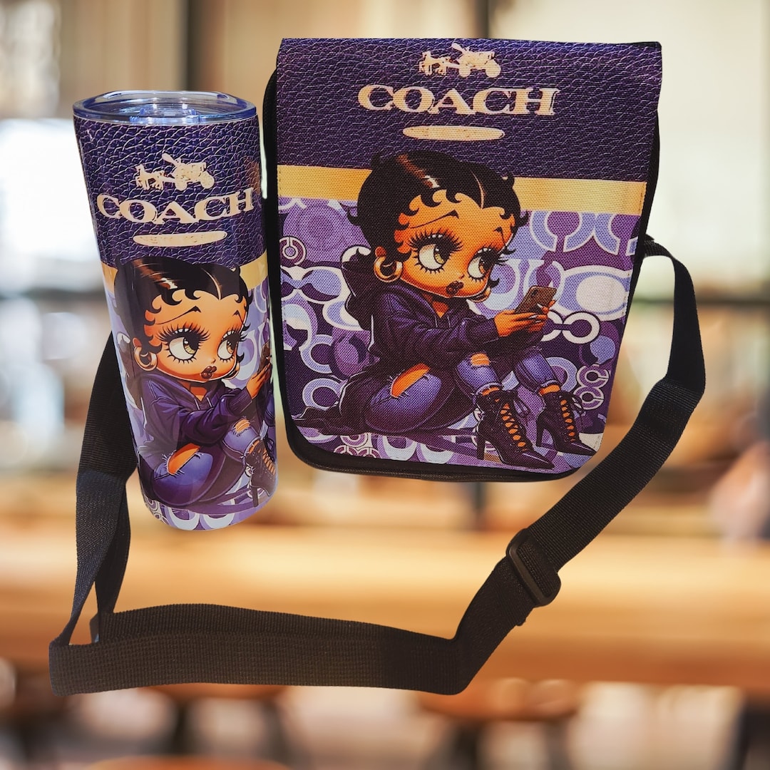 Betty Boop Coach Tumbler and Crossbody Bag, Purple Betty Boop Shoulder ...