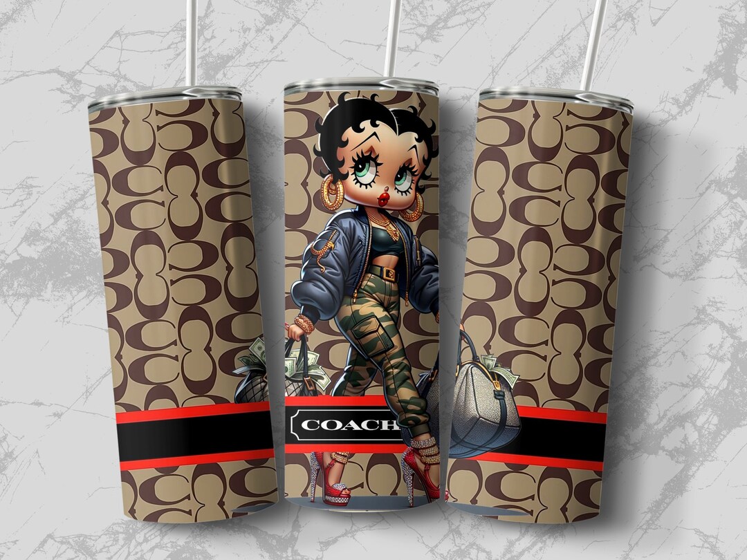Betty Boop Coach Tumbler Wrap, Black Betty Boop Wrap, 20 Oz Straight ...