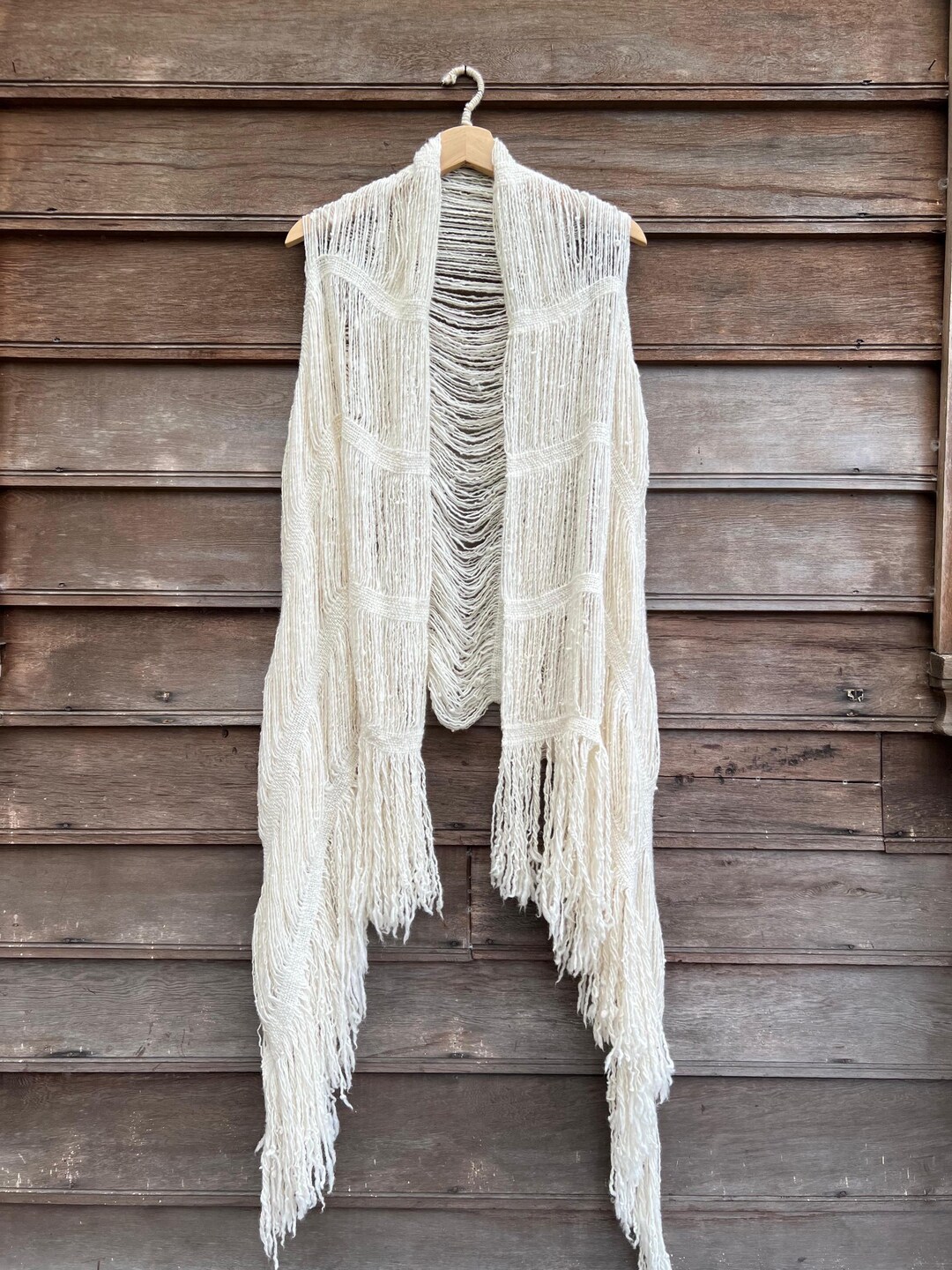 Unraveled Mantle White in Natural Wool Hand-woven on a Loom. - Etsy