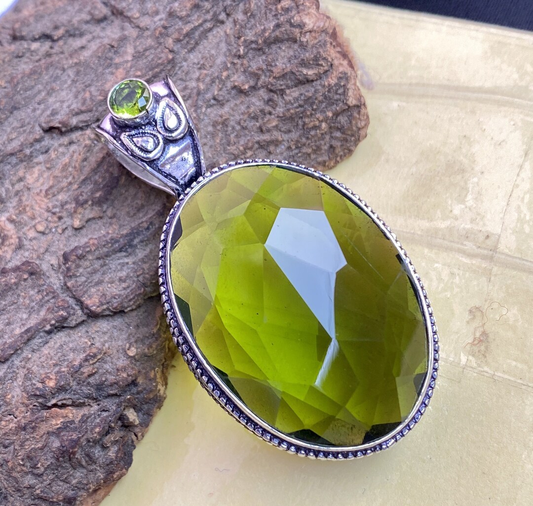 Peridot Pendant Sterling Silver Pendant Peridot Gemstone Pendant Cross ...