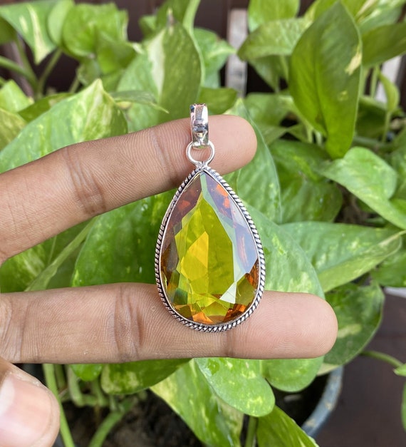Citrine Pendant 925 Sterling Silver Pendant Necklace Citrine Gemstone Pendant for Chain Handmade Jewelry Citrine Jewelry Gift For Her Mother Etsy