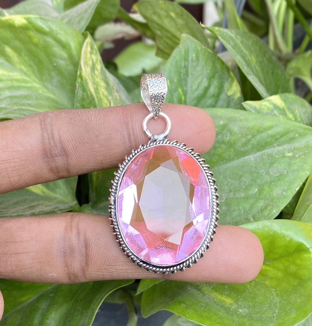 Pink Kunzite Pendant Sterling Silver Pendant Kunzite Gemstone Pendant ...