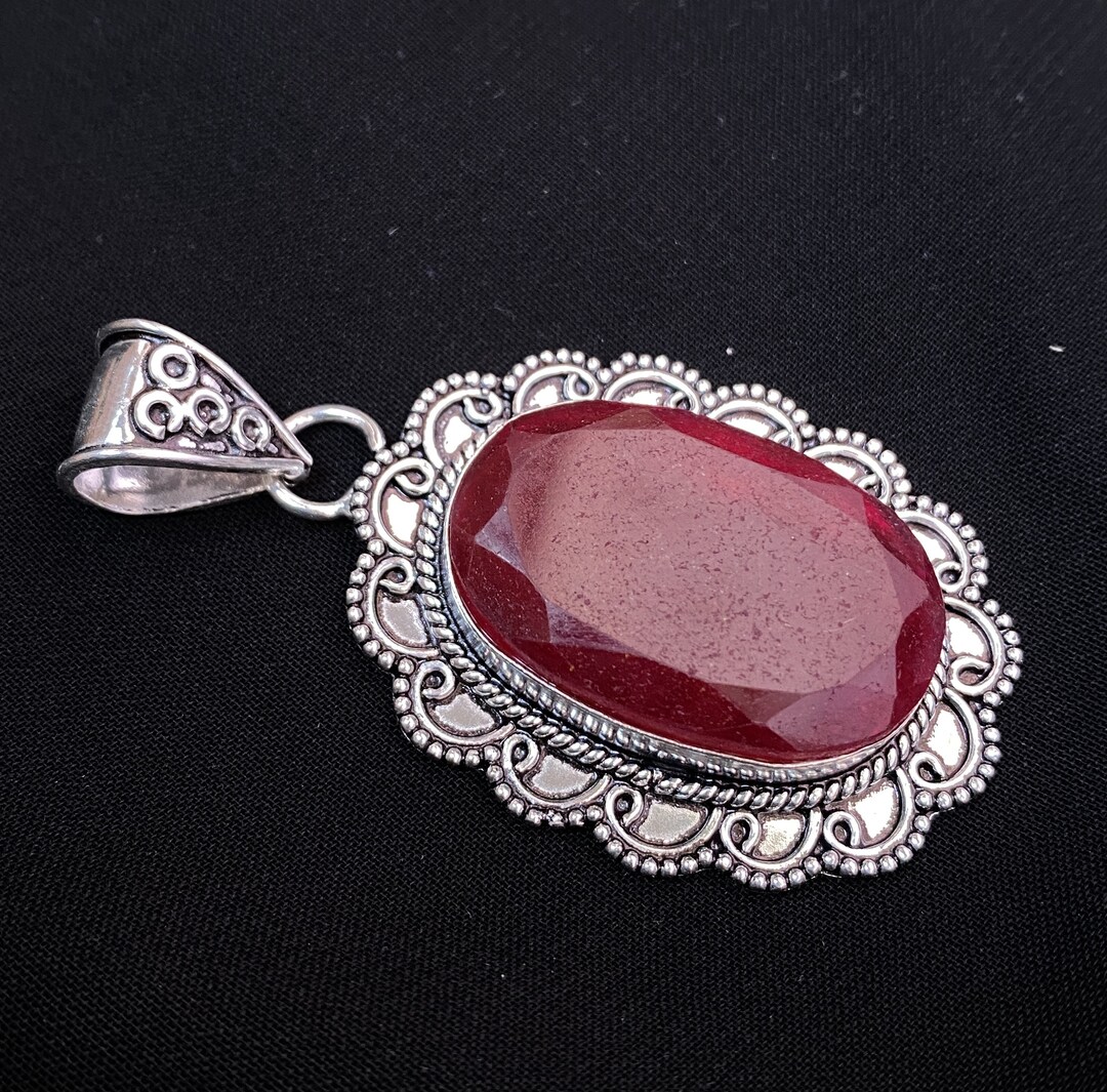 Ruby Pendant 925 Sterling Silver Pendant Ruby Gemstone Pendant Handmade ...