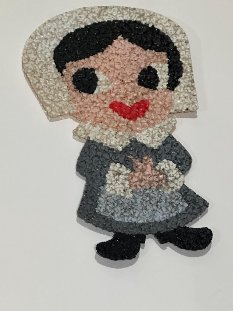 Vintage 70s Thanksgiving Pilgrim Girl Melted Popcorn Wall Decor - Etsy