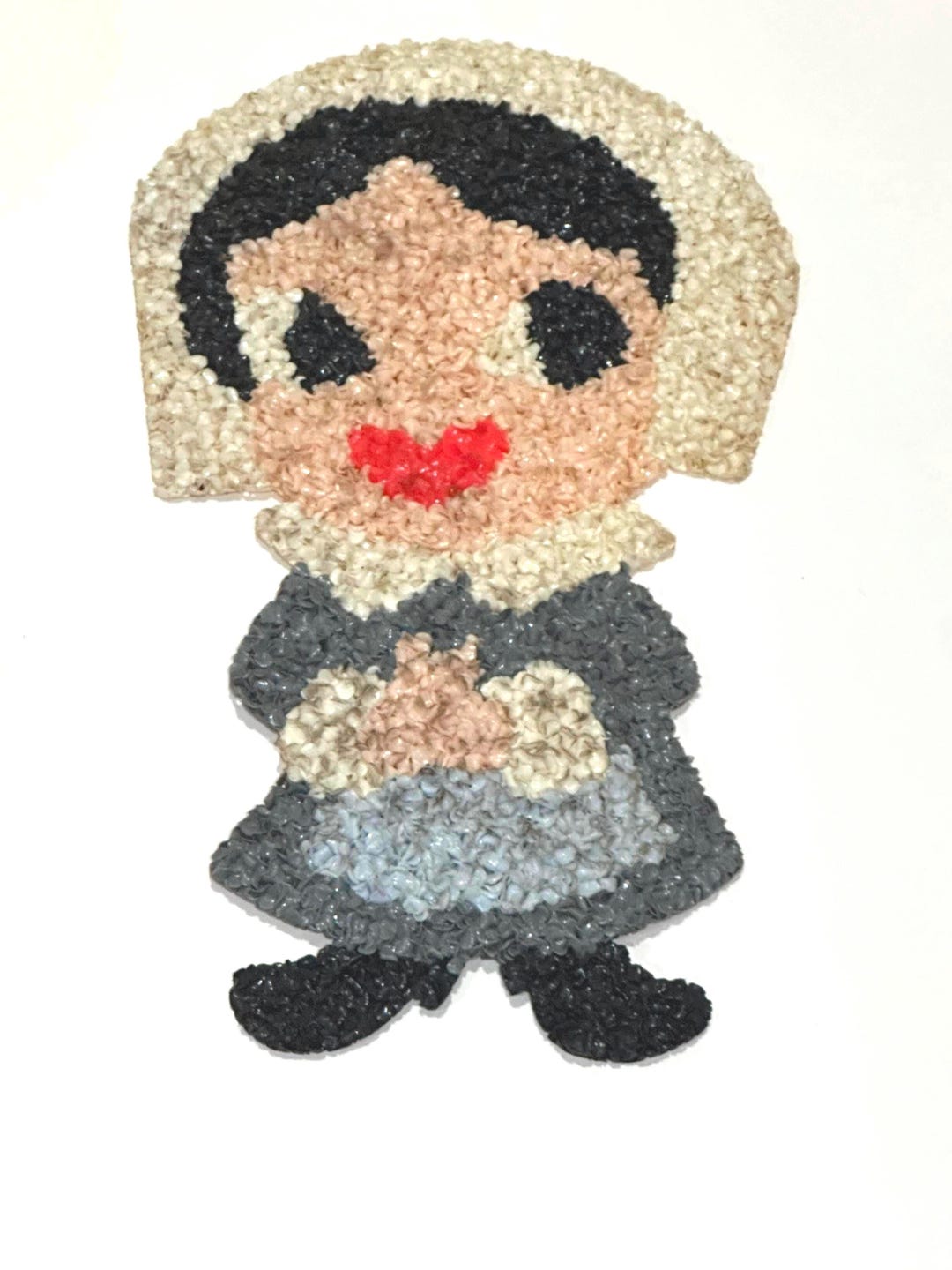 Vintage 70s Thanksgiving Pilgrim Girl Melted Popcorn Wall Decor - Etsy