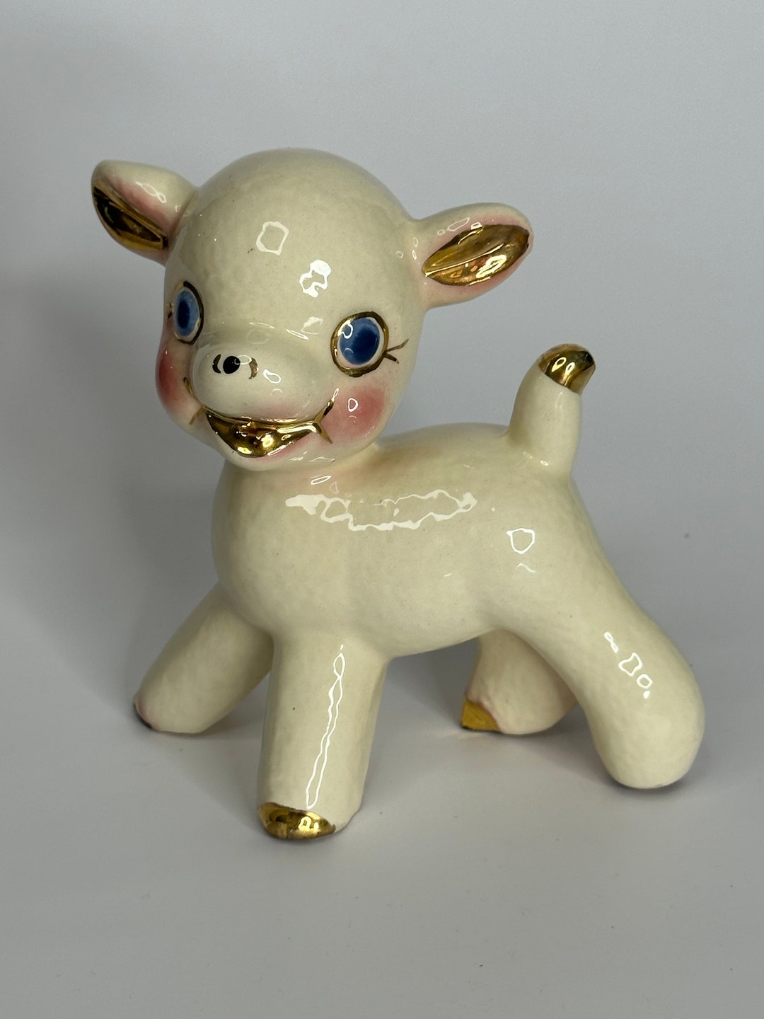 Rempel Diamond Pottery Vintage White and Gold Glazed Ceramic Fleecy ...