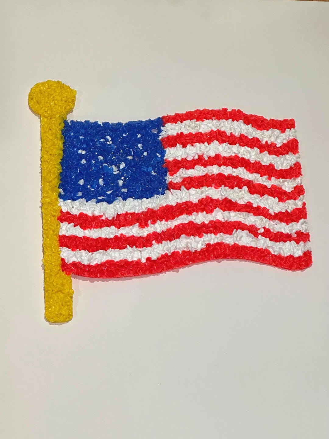 Vintage Melted Popcorn American Flag Plaque, 1970s 4th of July Decor - Etsy