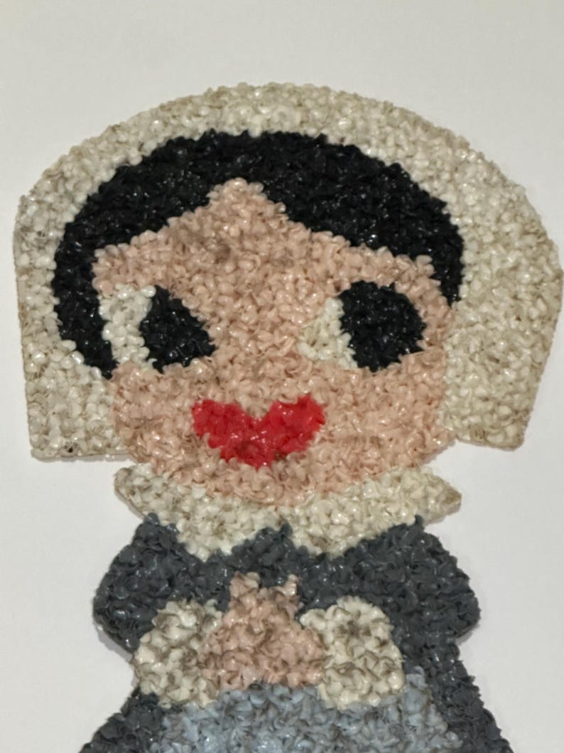 Vintage 70s Thanksgiving Pilgrim Girl Melted Popcorn Wall Decor - Etsy