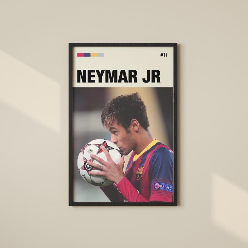 Neymar Jr Poster Barcelona Football Wall Art Football Fan Gift Brazil ...