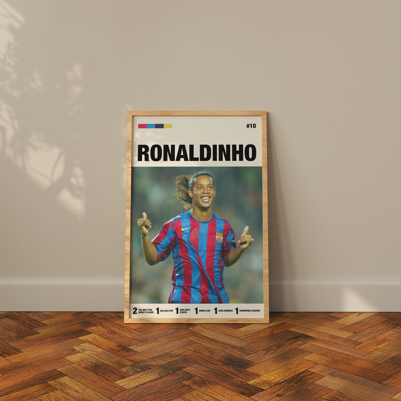 Ronaldinho Poster Barcelona Football Wall Art Football Poster Mid ...