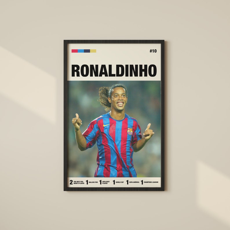 Ronaldinho Poster Barcelona Football Wall Art Football Poster Mid ...